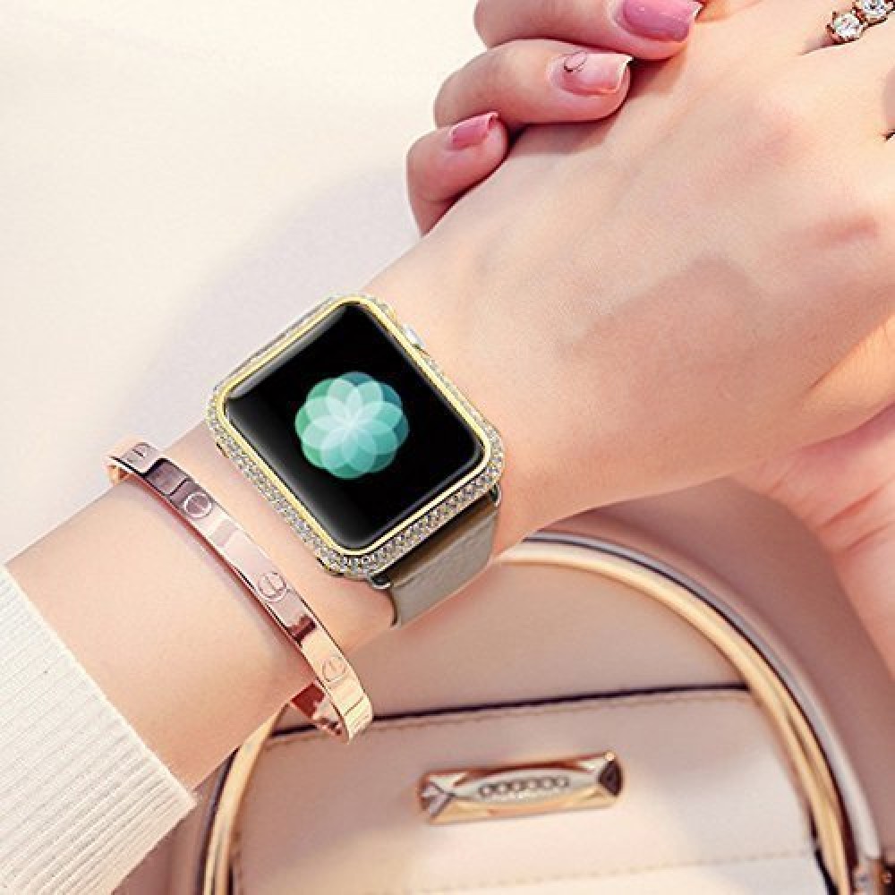 Callancity 42mm Metal Face Cover Rhinestone Crystal Diamond Bling Case ...