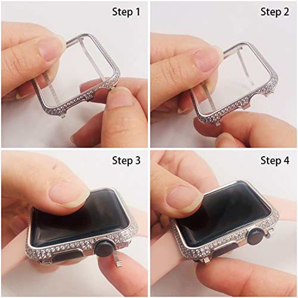 Callancity 42mm Metal Face Cover Rhinestone Crystal Diamond Bling Case ...