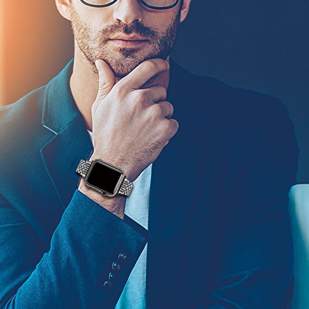 Callancity 42mm Metal Face Cover Rhinestone Crystal Diamond Bling Case ...