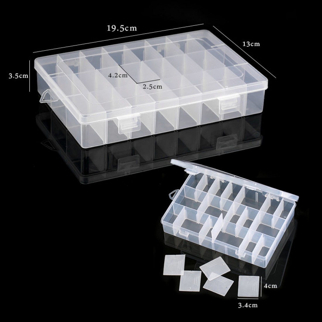 9 sizes Plastic Storage Jewelry Box Compartment Adjustable Container ...
