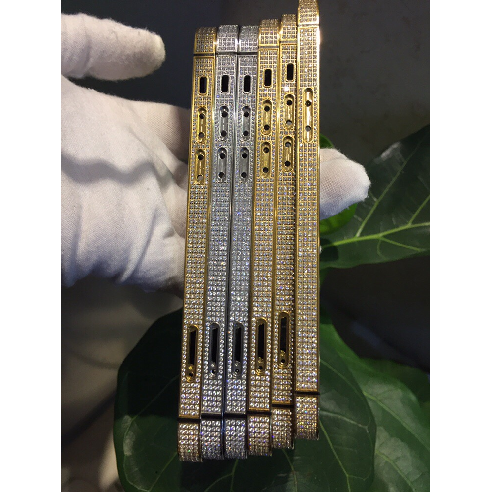 24k Gold Plated Middle Frame With Diamond Crystal For Iphone 12 Pro/12 ...