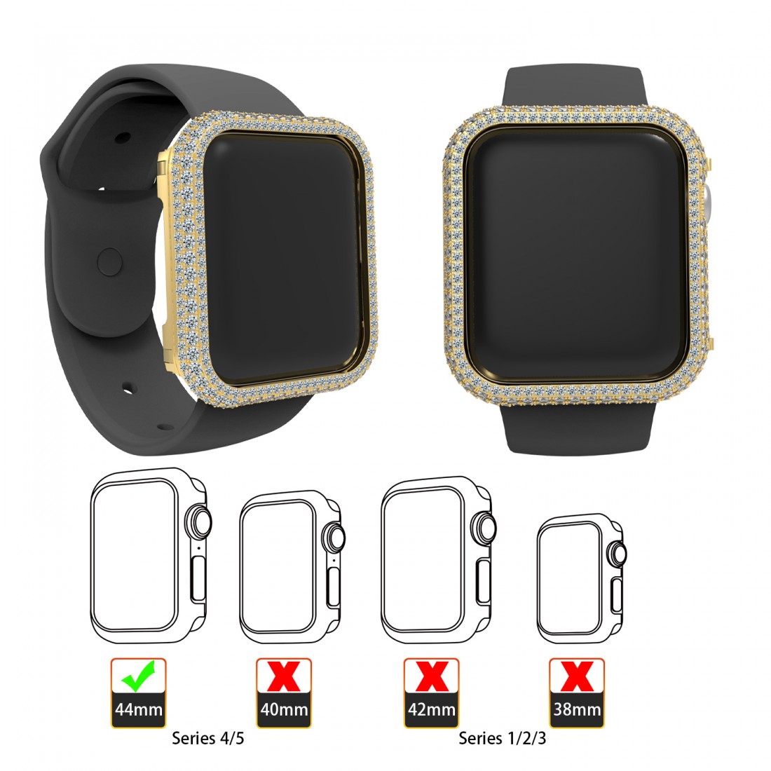 Compatible Bling Watch Bumper Metal Rhinestone Crystal Big Diamond ...