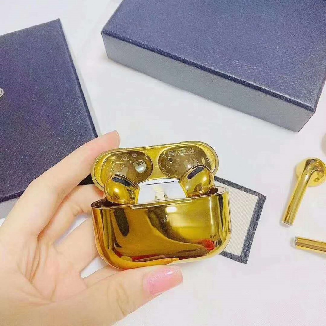 Wireless Gold Earbuds Bluetooth 5.0 Headphones with 24Hrs Charging Case ...
