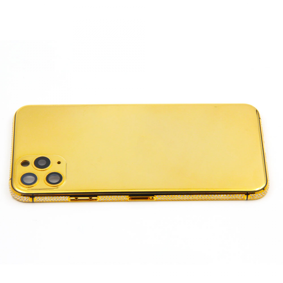 For iPhone 11 Series Pro Pro Max 24kt Gold Plated Inlay Diamond Bezel ...