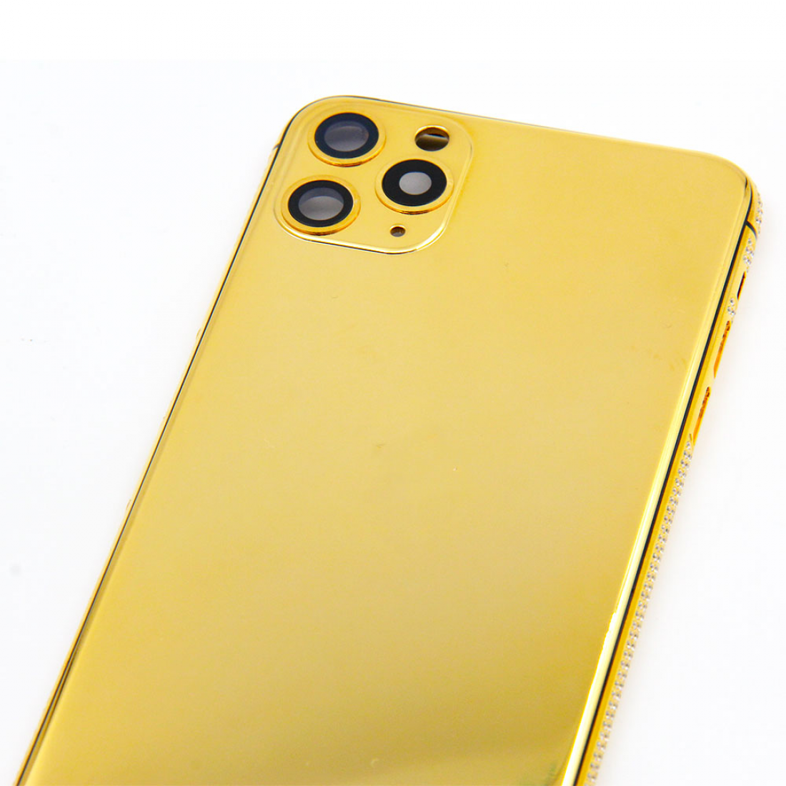 For iPhone 11 Series Pro Pro Max 24kt Gold Plated Inlay Diamond Bezel ...